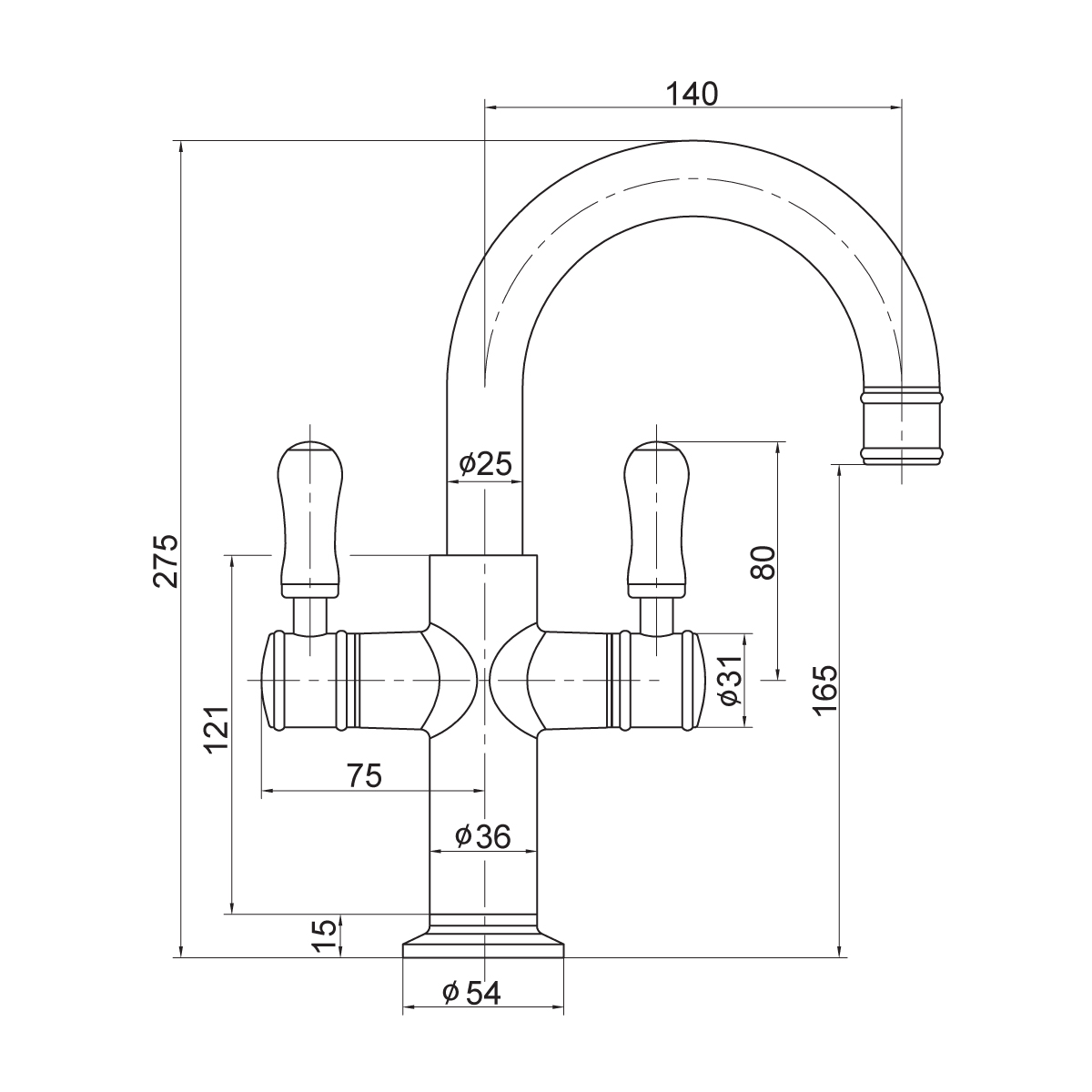 Hampton White Twinner Basin Mixer - Ewing Industries