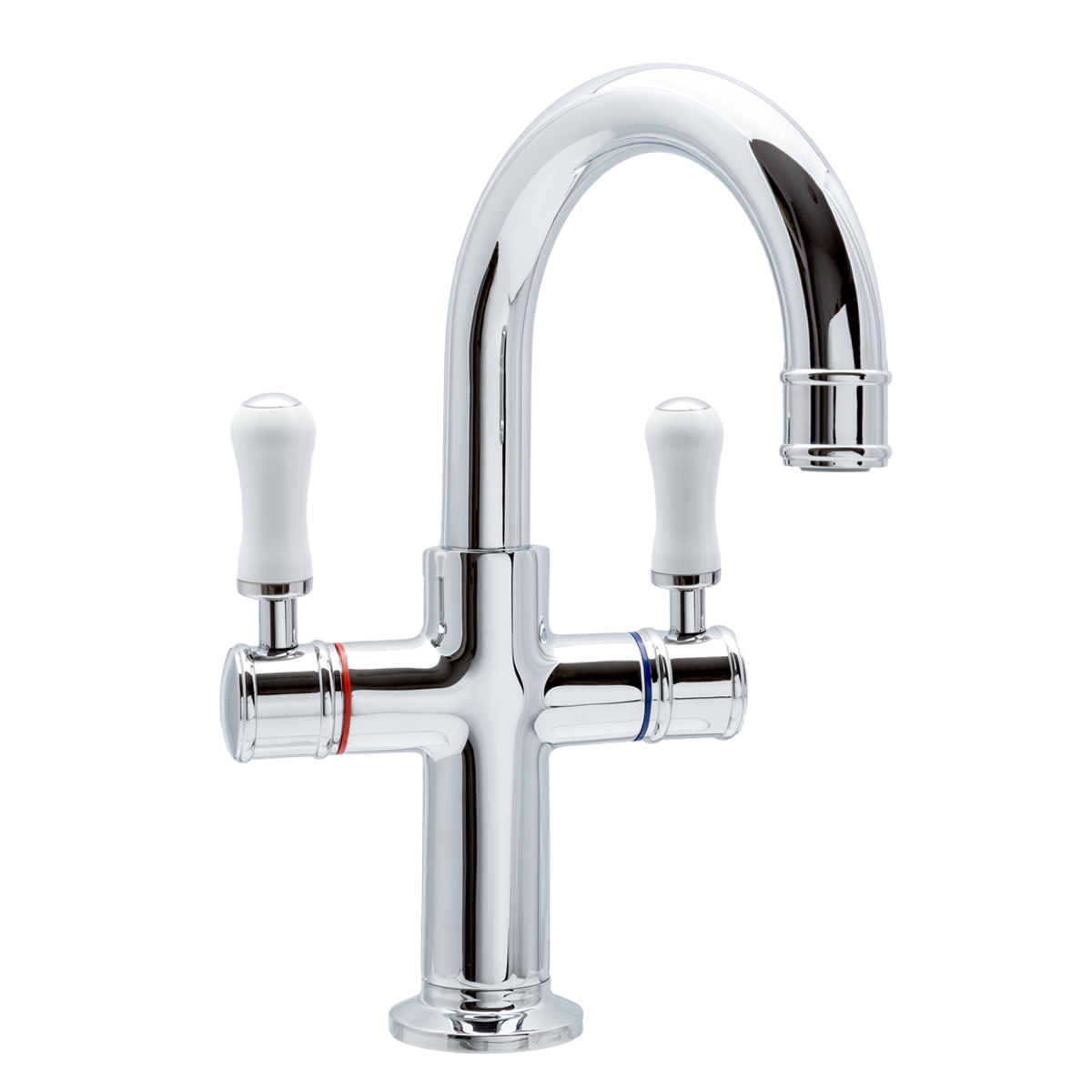 Hampton White Twinner Basin Mixer - Ewing Industries