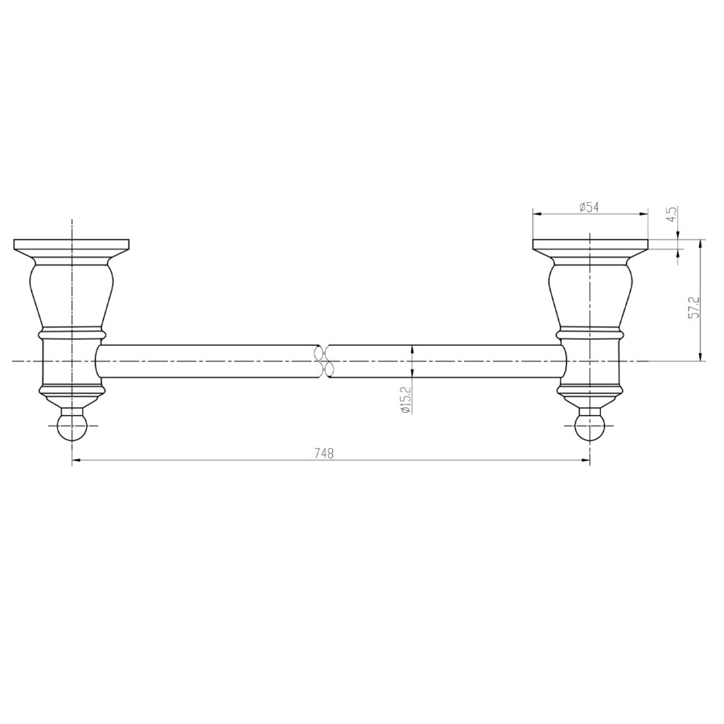 Pasadena Single Towel Rail - Hampton White - Ewing Industries